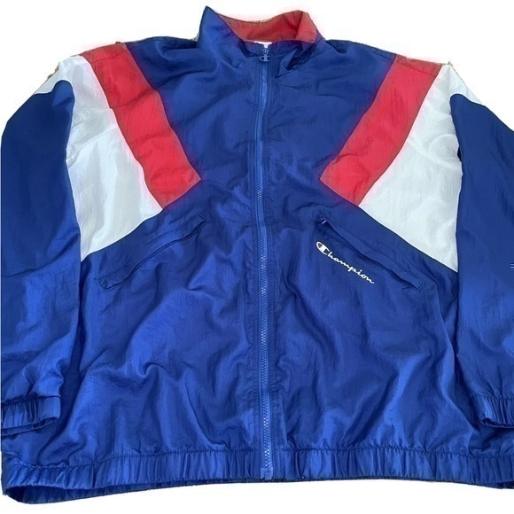 Vintage | Jackets & Coats | Vintage Champion Red White Blue Warm Up ...